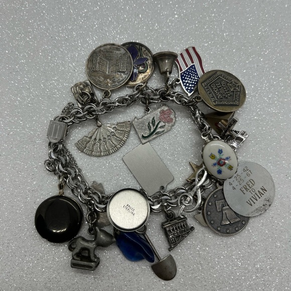 Jewelry | Midcentury Loaded Silver Charm Bracelet | Poshmark
